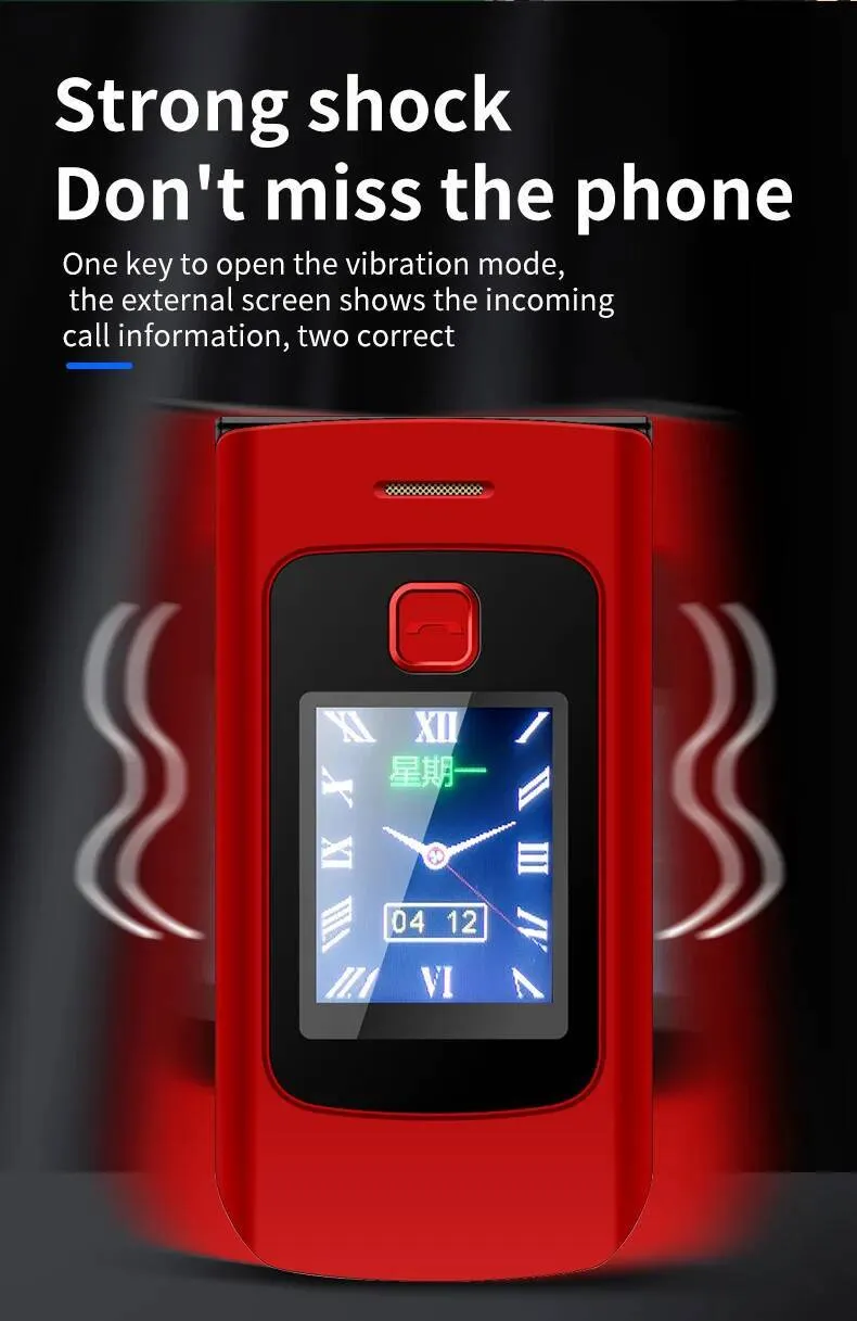 Happyhere F18 Unlocked Flip Mobile Phone: Dual Screen, Speed Dial, SOS ...