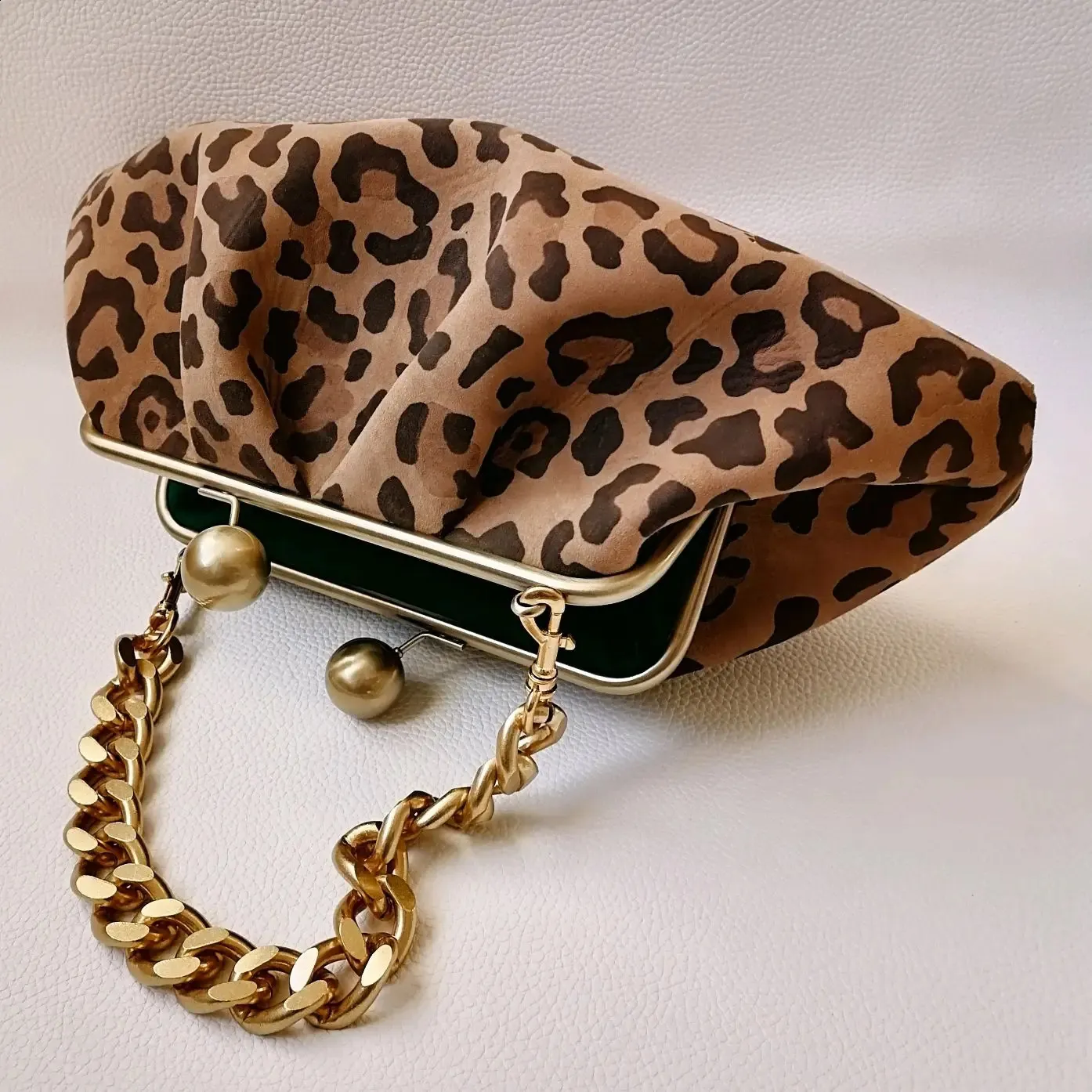 Leopard Print Owl Clutch Bag For Women With Soft Bronze Kisslock Large ...