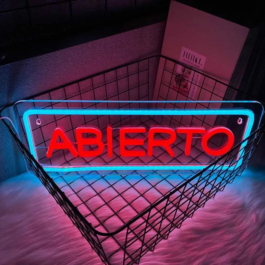 Abierto LED Neon Sign Spanish Open Store Sign For Shop Wall Or Window ...