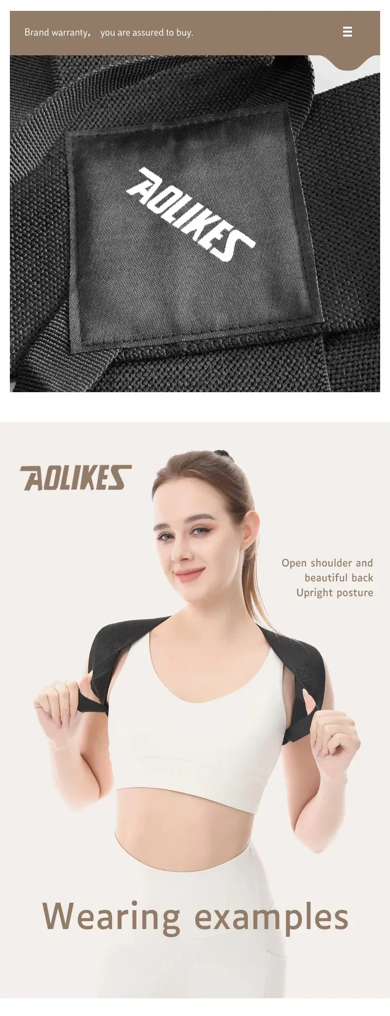 Black Durable Open Shoulder Beauty Back Traction Shoulder Strap Chest ...