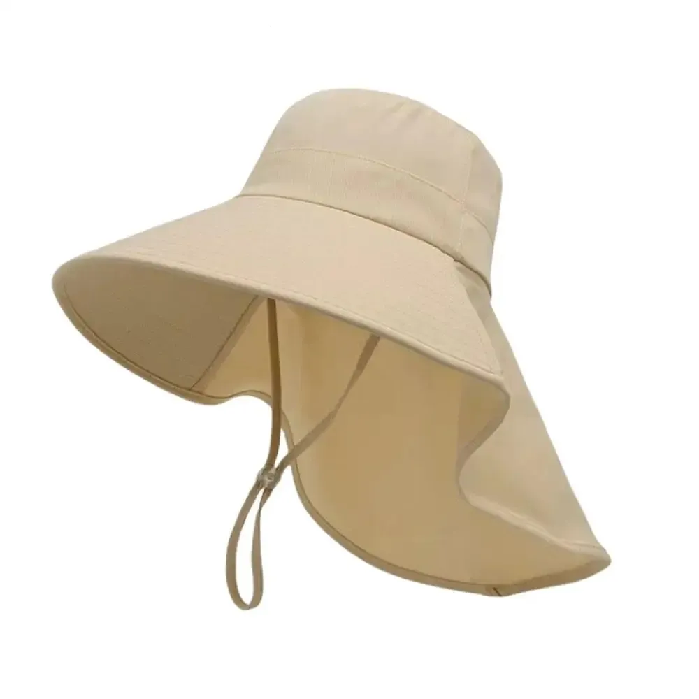 Shawl Sunscreen Cap Wide Brim Sun Hat with Neck Flap Silk Material Sun ...