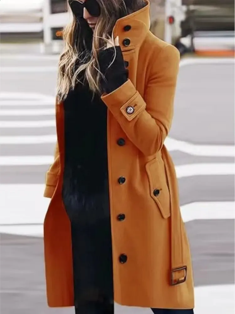 Winter Turndown Neck Wool Coat Single Breasted Loose Woolen Jacket For ...