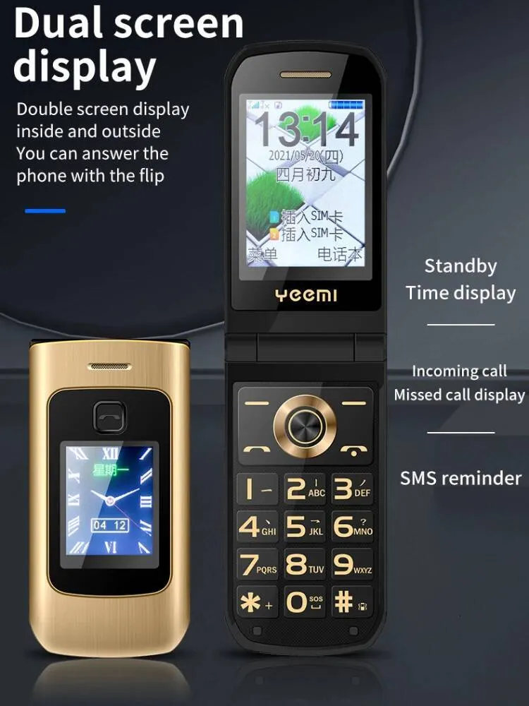 Happyhere F18 Unlocked Flip Mobile Phone: Dual Screen, Speed Dial, SOS ...