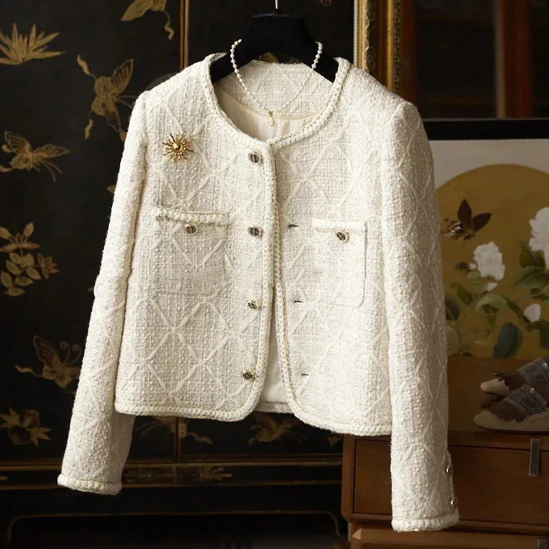 Tweed Jacket Women Diamond Lattice Short Wool Jacket For Ladies 15% ...