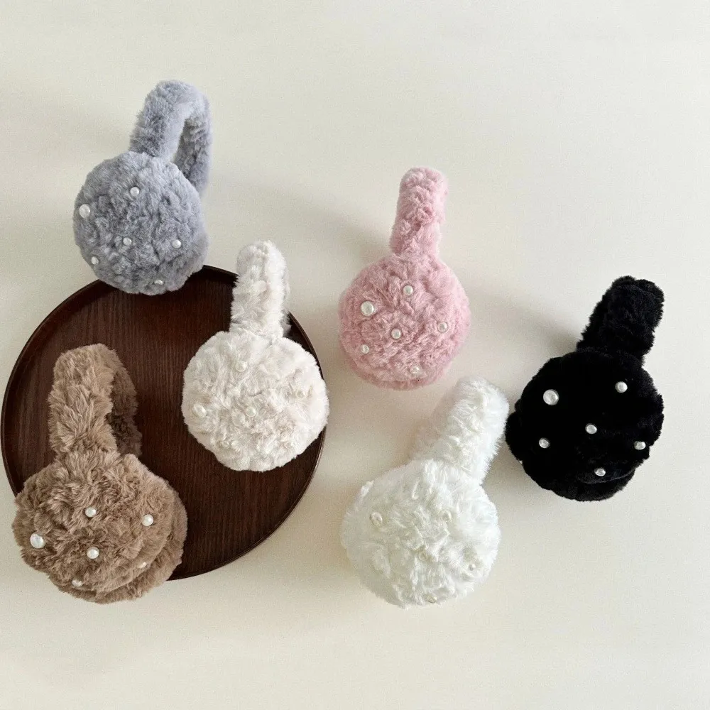 Y2K Pearl Fluffy Earmuffs For Women Cold Protection Plush Ear Covers ...