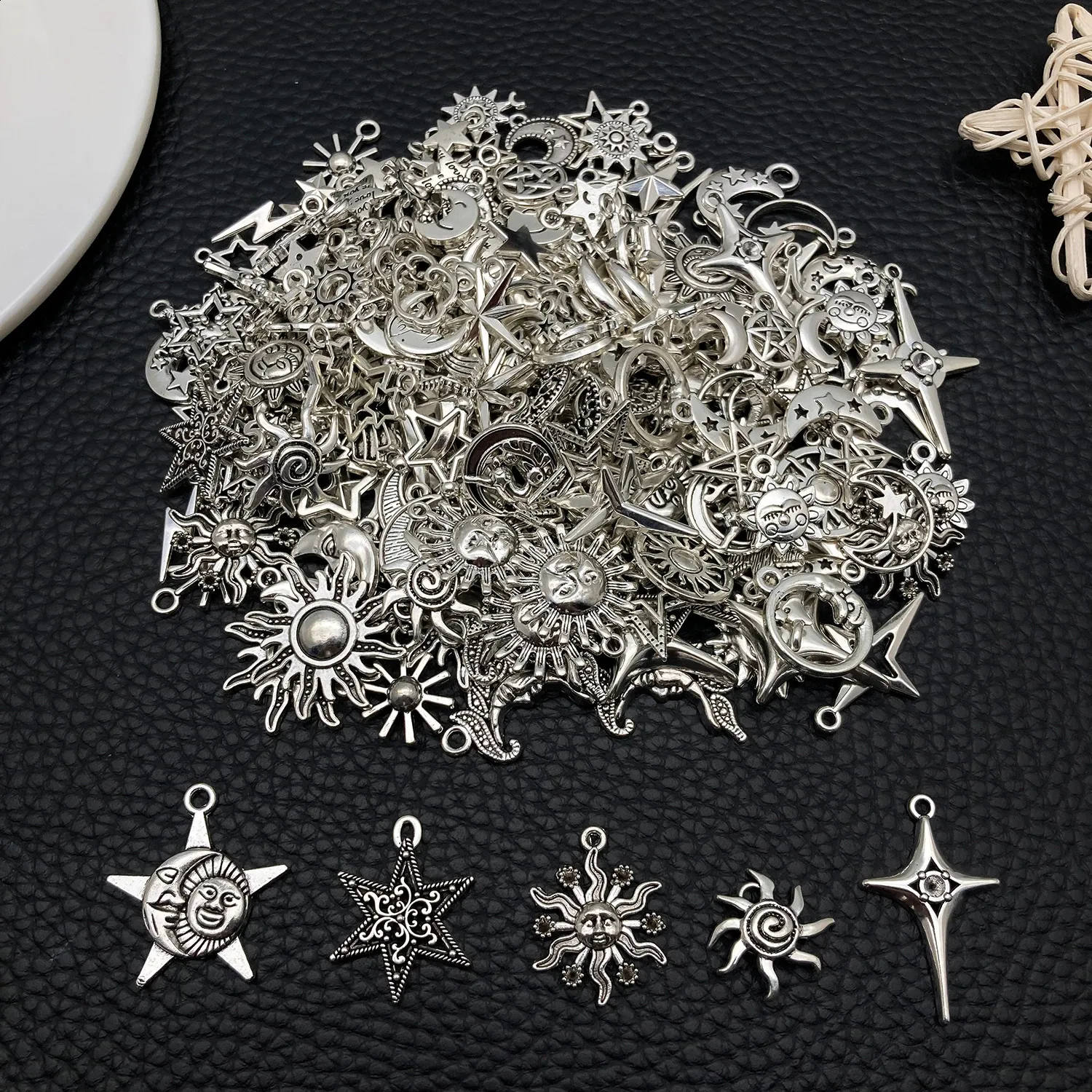 Mystical Charms Random Mix of Vintage Silver Stars, Moons, and Suns ...