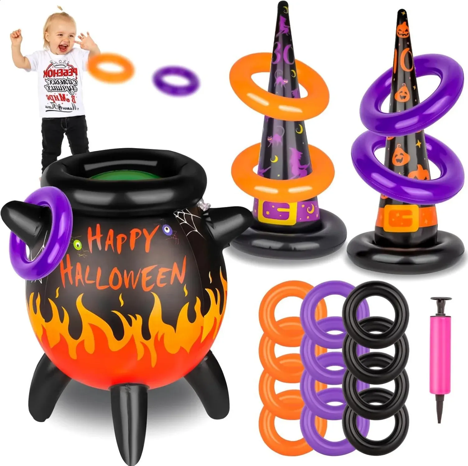 Inflatable Witch Pot Toss Game Perfect Halloween Party Favors For Kids ...