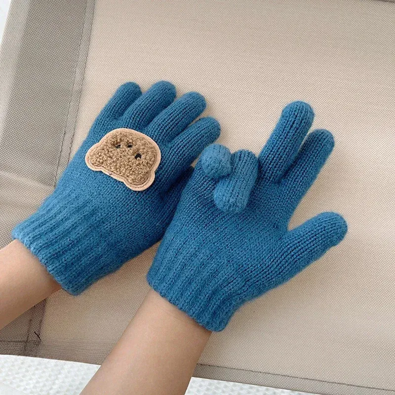 Baby Cartoon Bear Mittens Winter Warm Kids Girl Solid Doll Gloves ...