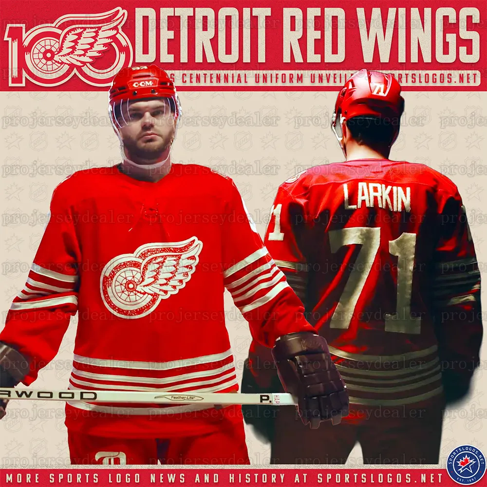 Lucas Raymond 2025 26 Heritage Red Custom NHL Jersey Wing, Larkins ...