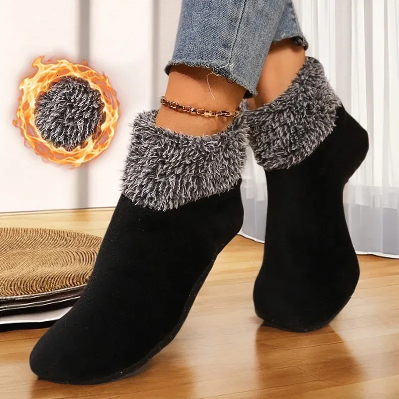 Cozy Fuzzy Trim Floor Socks For Women Ultra Warm Thick Indoor Socks ...