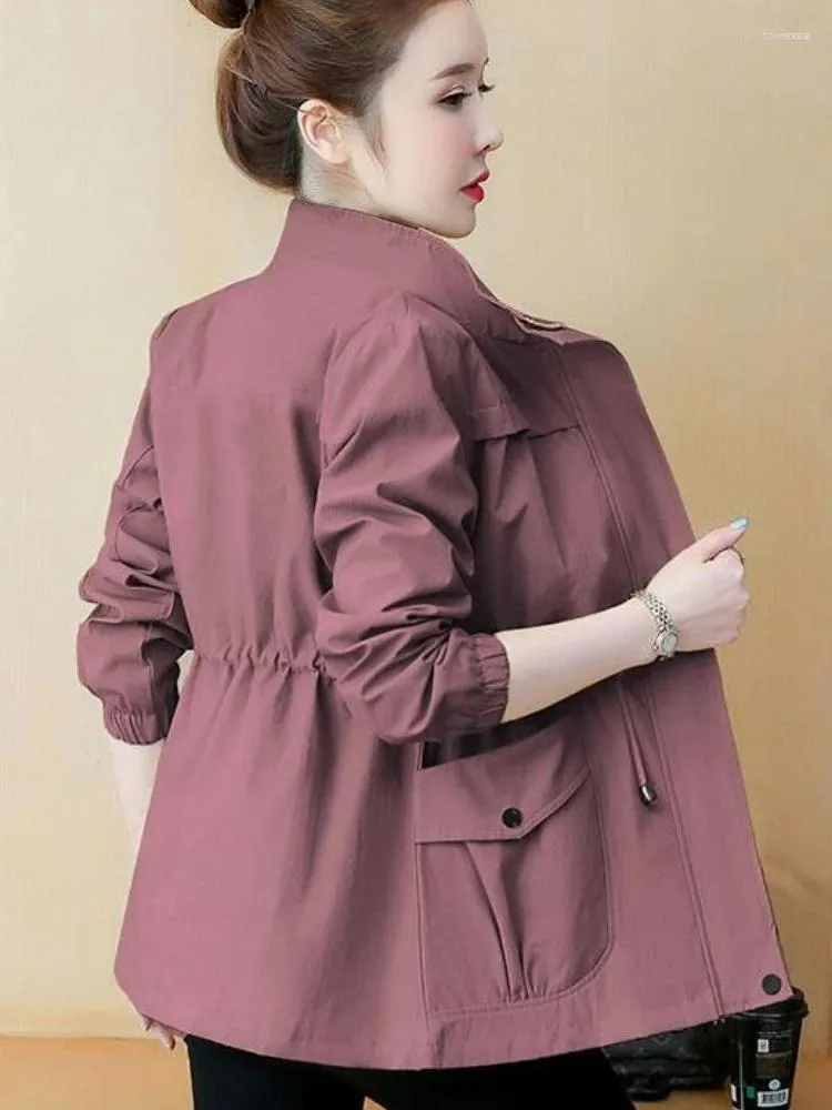 Women's Double Layer Spring Autumn Windbreaker Jacket Korean Plus Size ...
