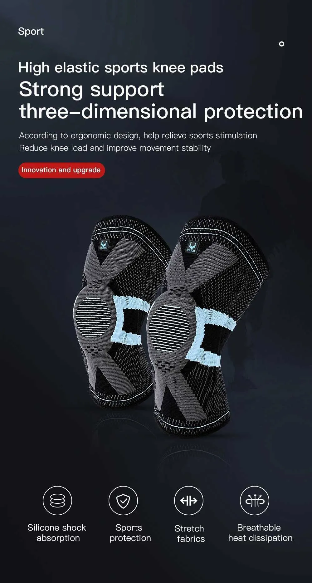 Vilico Fitness Knee Pads: Silicon Padded Patella Brace Kneepad for ...