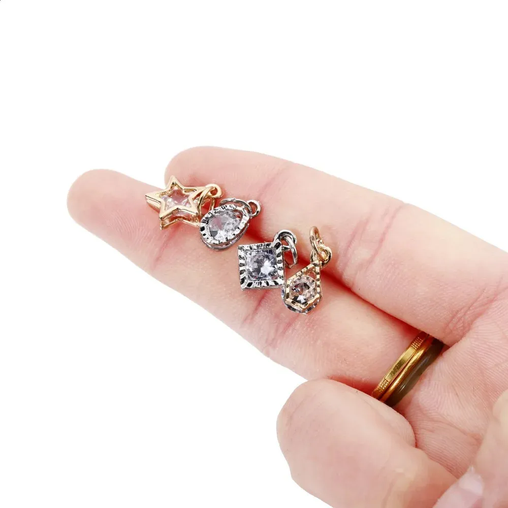 Alloy Gold Silver Color Rhinestone Hearts Charms for Earrings Necklaces ...