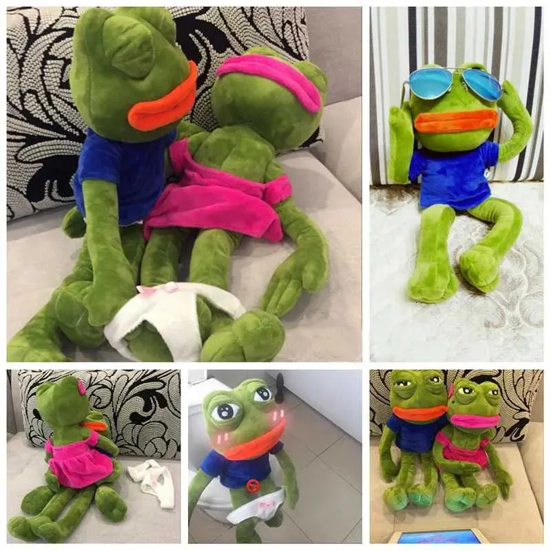 45cm Sad Frog Plush Toy with Magic Expression, Pepe The Frog 12cm ...