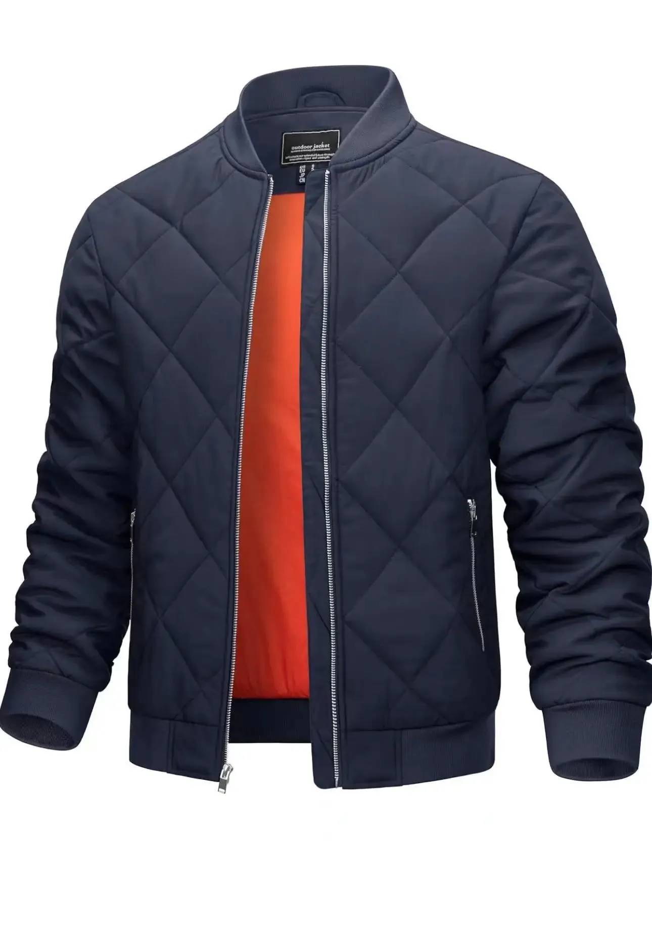 2025 Autumn/Winter Men's Lightweight Cotton Diamond-Shaped Collar Coat ...