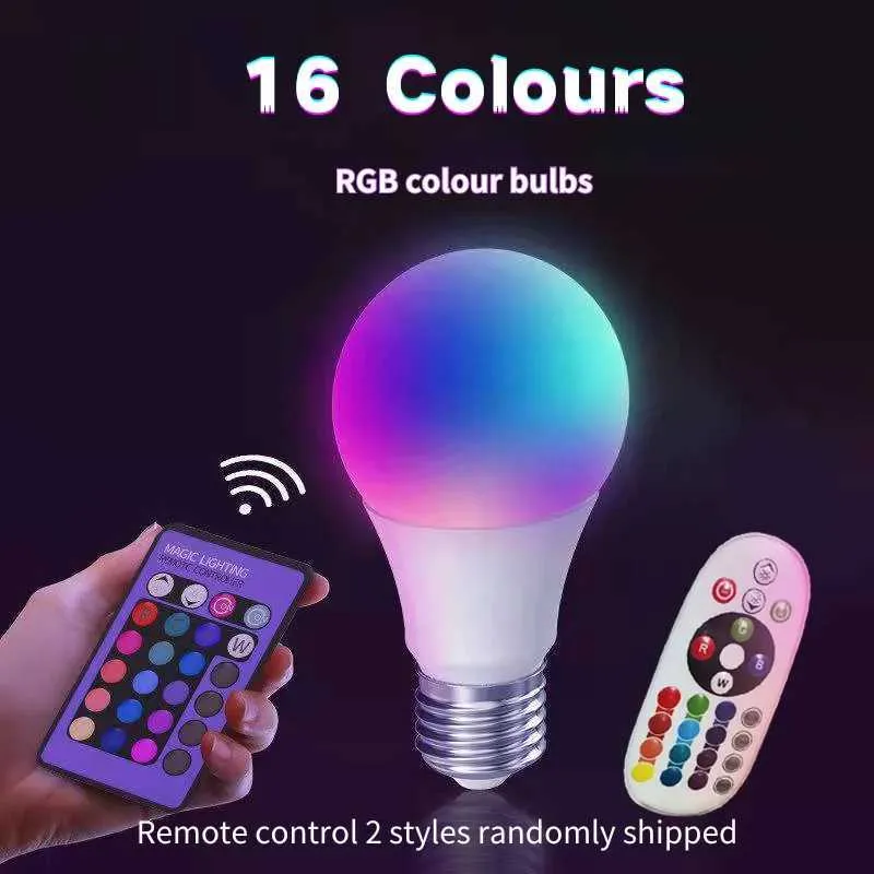 C250917 RGB LED Multicolor Bulbs E27 Base, 10W Dimmable Neon Light With ...