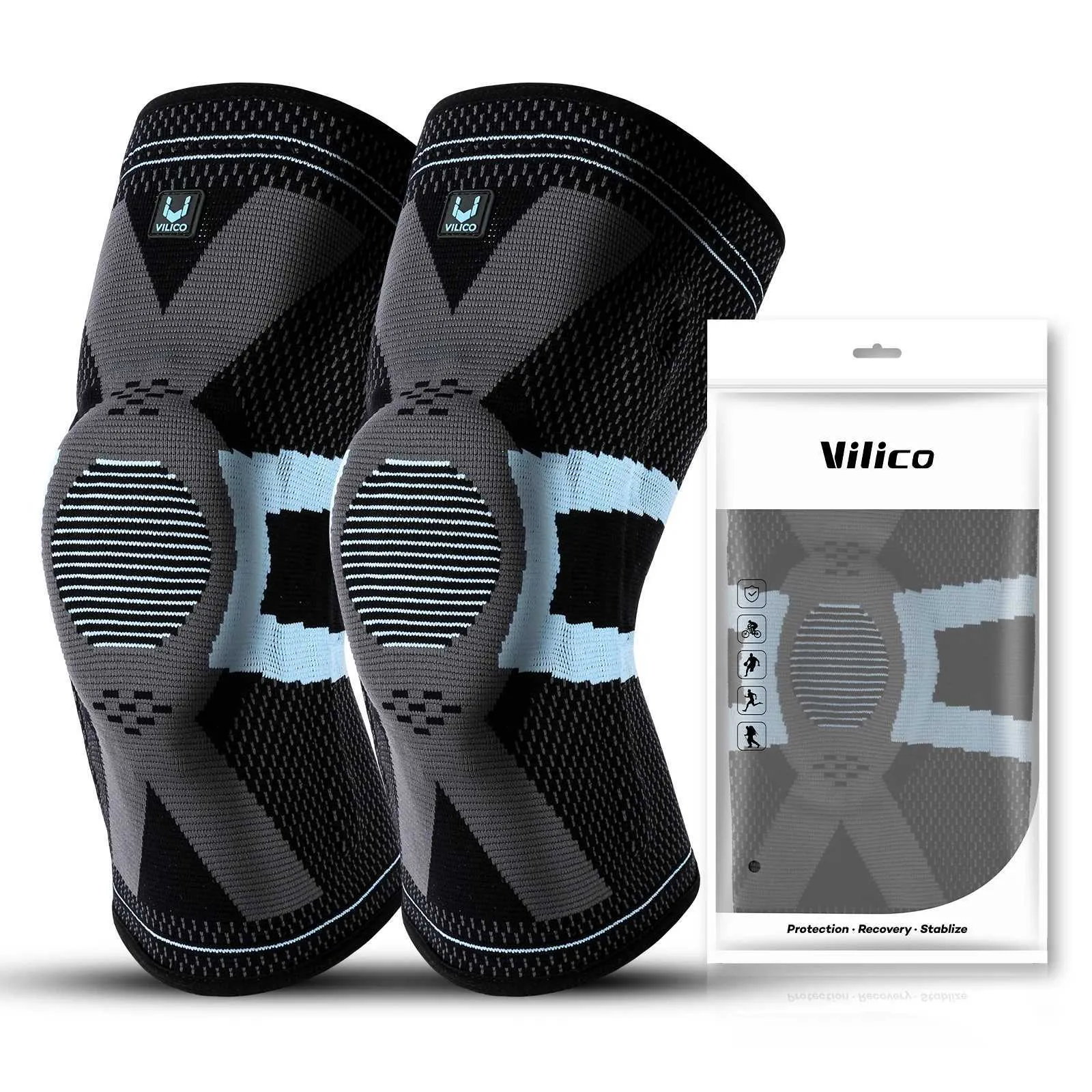 Vilico Fitness Knee Pads: Silicon Padded Patella Brace Kneepad for ...