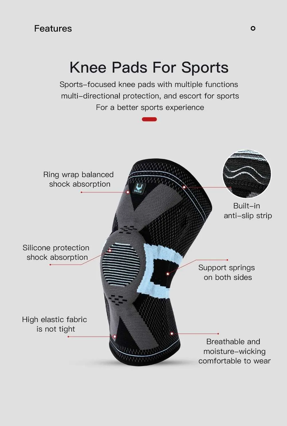 Vilico Fitness Knee Pads: Silicon Padded Patella Brace Kneepad for ...