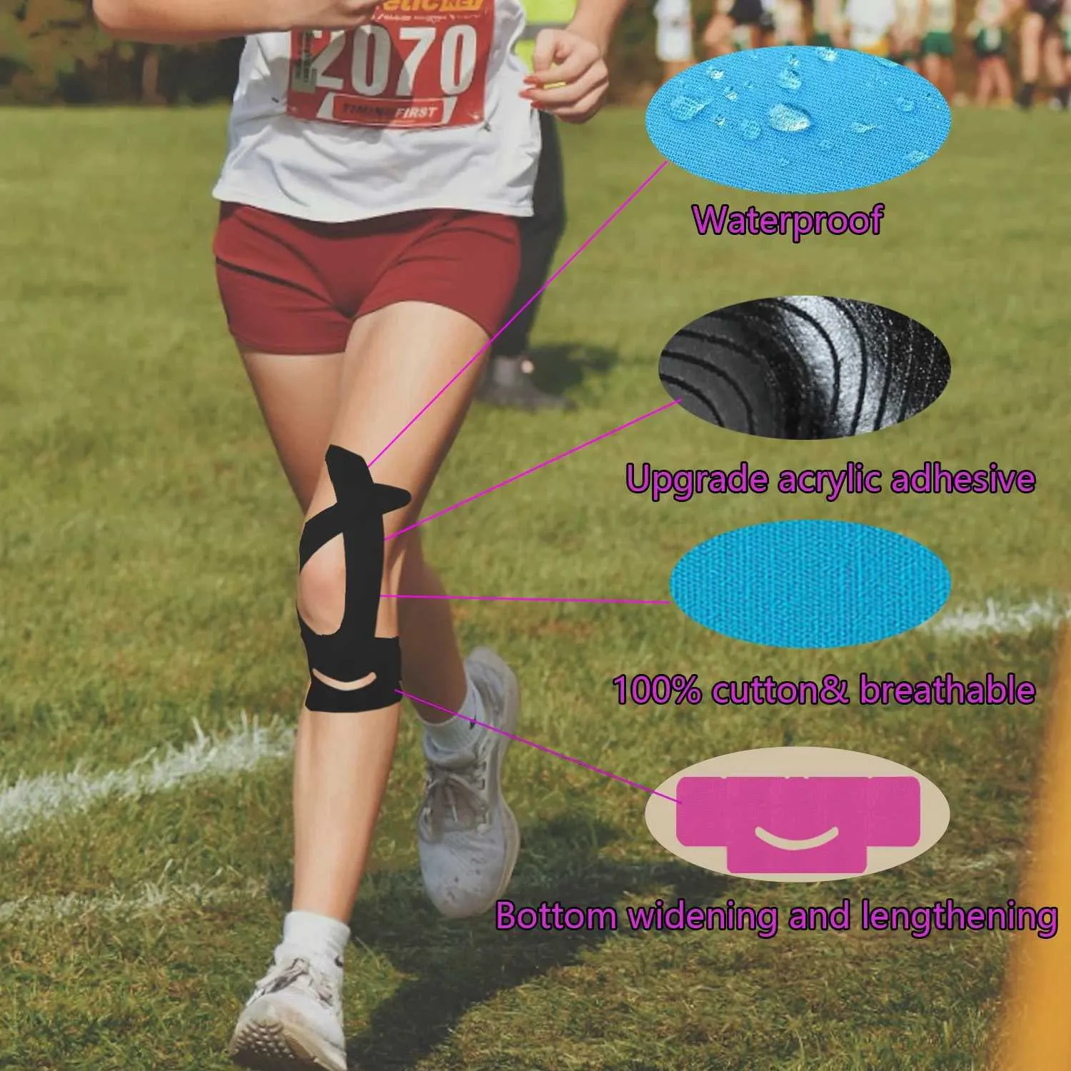 Precut Kinesiology Tape for Knees, Elastic Knee Support, Stability ...