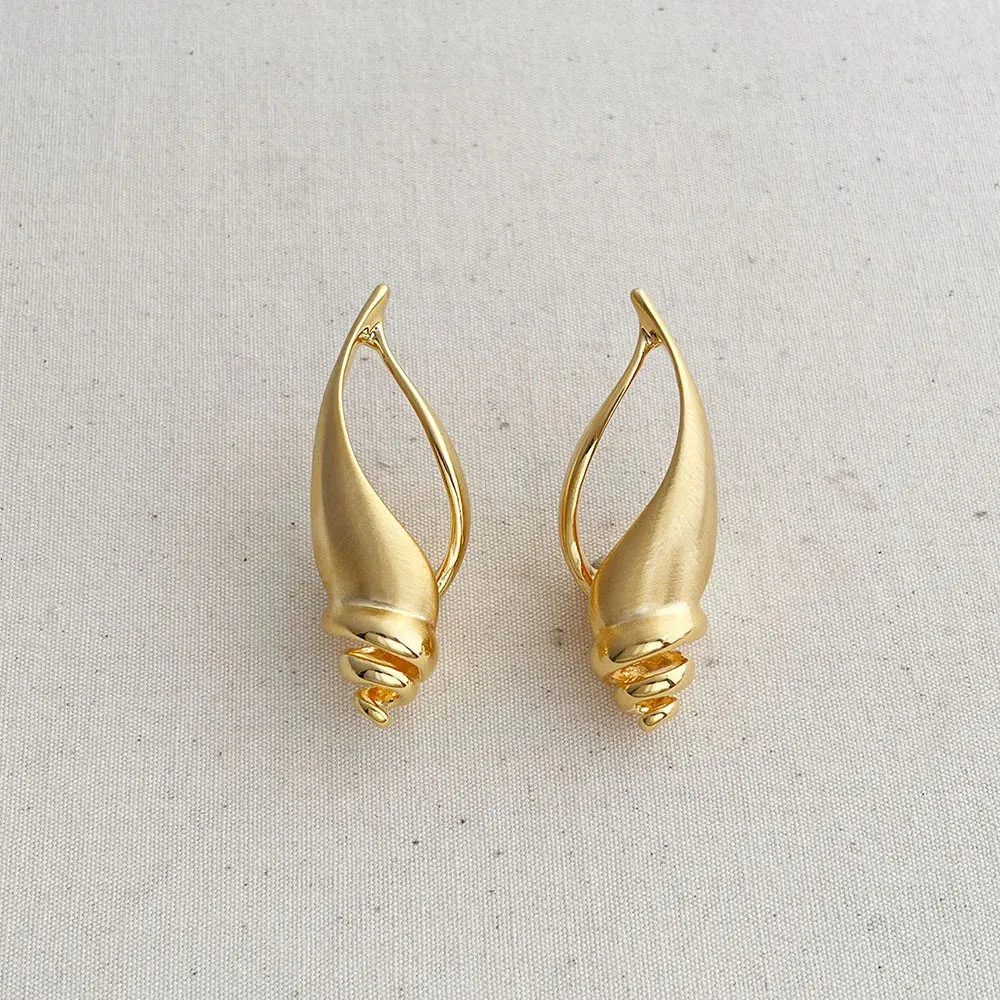 Fashion Jewelry Sweet Korean Temperament Metal Conch Shape Earrings For ...