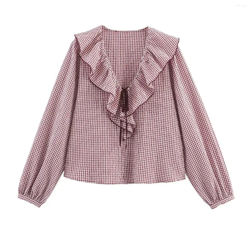 Women's Blouses Shirt 2025 Arrival Casual Fashion Small Checkered ...