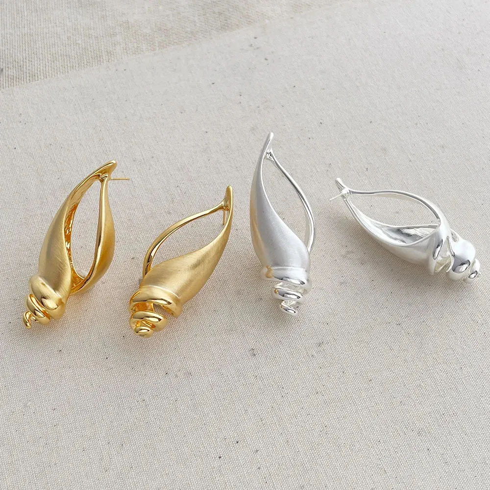 Fashion Jewelry Sweet Korean Temperament Metal Conch Shape Earrings For ...