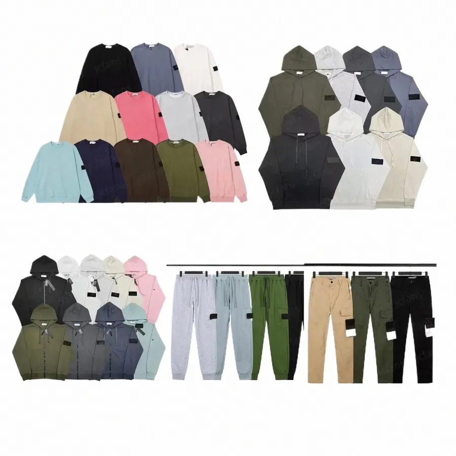 Designer Stone Hoodies Embroidered Compass Badge Sweatshirts And Cargo ...
