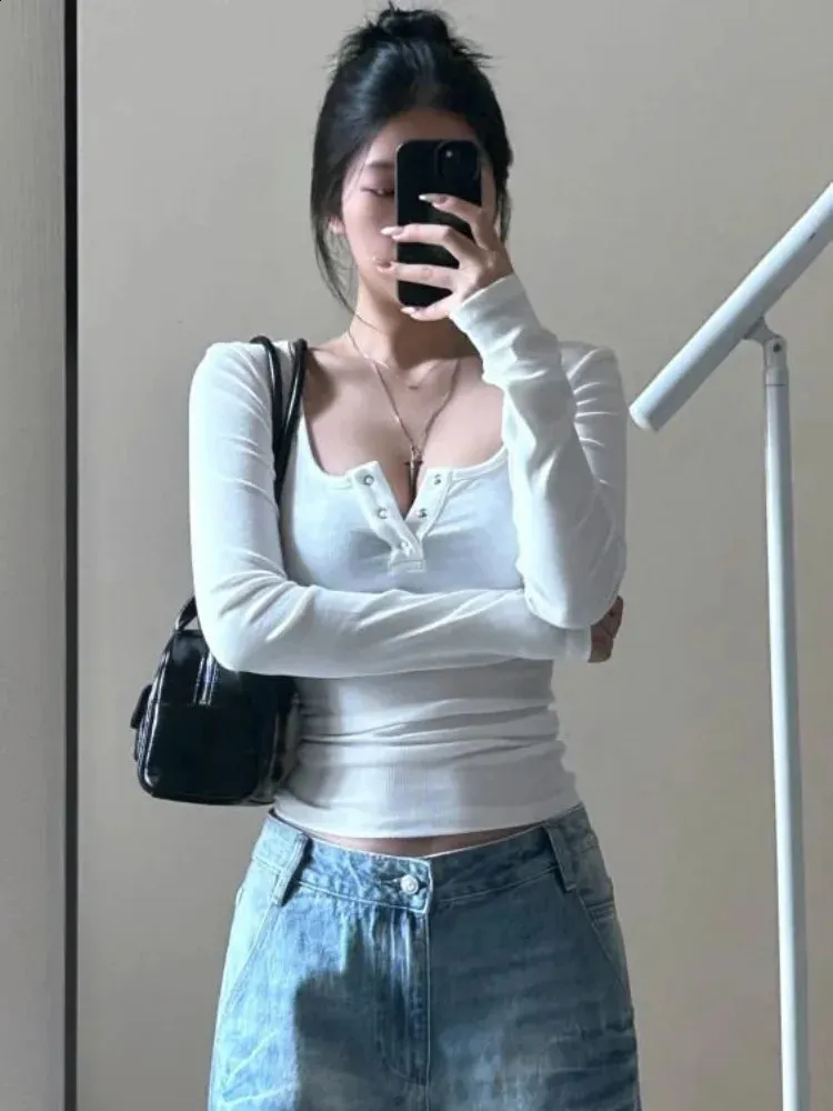 Harajuku Sexy Long Sleeve T-Shirt Women's Skinny Y2k Clothing 90s Spicy ...