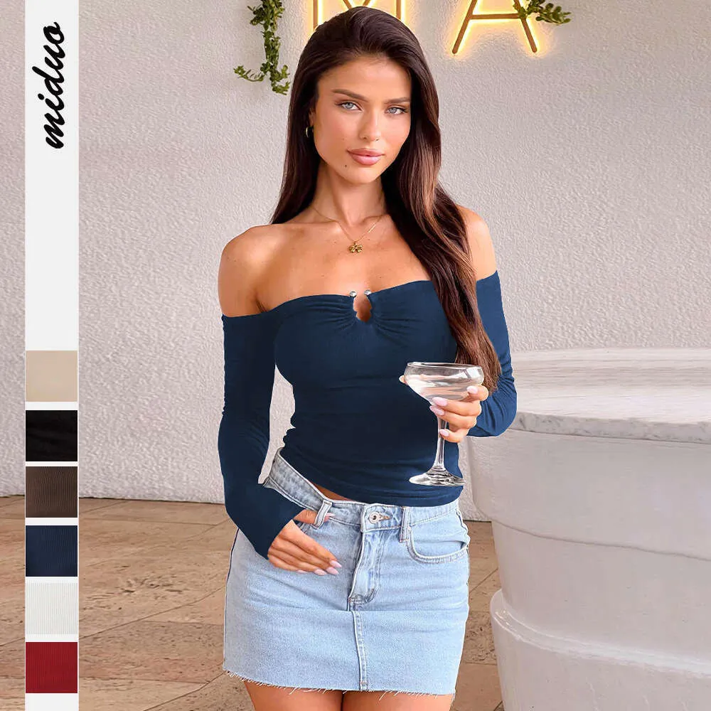 2k European American Style Hot Girl Off-Shoulder Metal Buckle Ruched ...