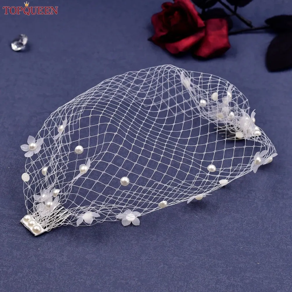 Topqueen Va15 Mini Bridal Veil Blusher Wedding Birdcage Veil with ...