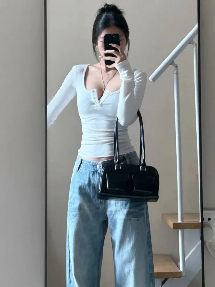 Harajuku Sexy Long Sleeve T-Shirt Women's Skinny Y2k Clothing 90s Spicy ...