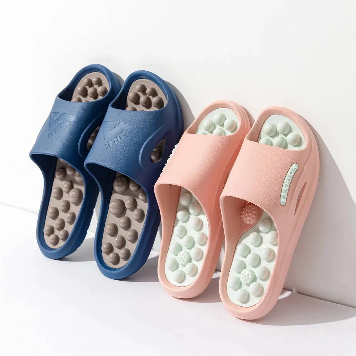 Summer Women's Massage PVC Non-Slip Unisex Home Slippers Comfortable ...