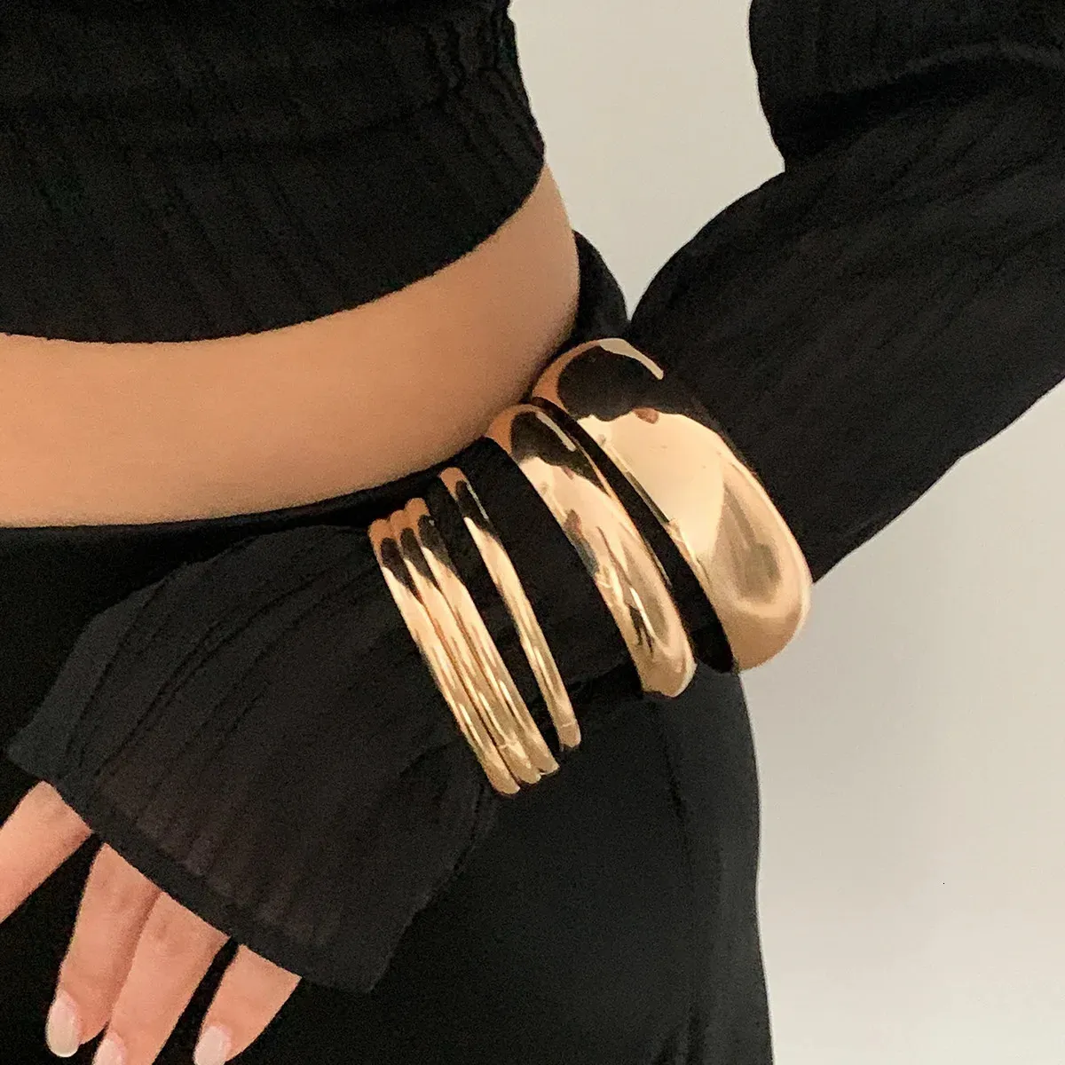 Vintage Geometric Cross Wide Cuff Bracelets for Women, Chunky Gold ...