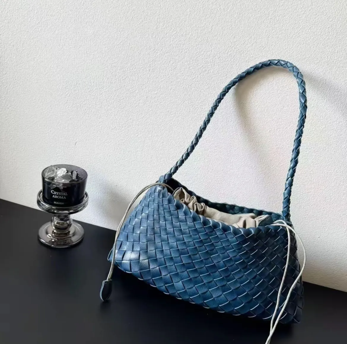 Designer composite shoulder bag with hoop closure burgundy PU leather ...