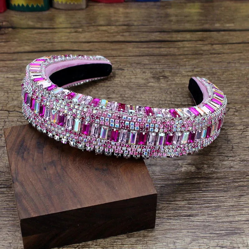 Gorgeous Pink Crystal Princess Padded Headband Rhinestone Baroque ...