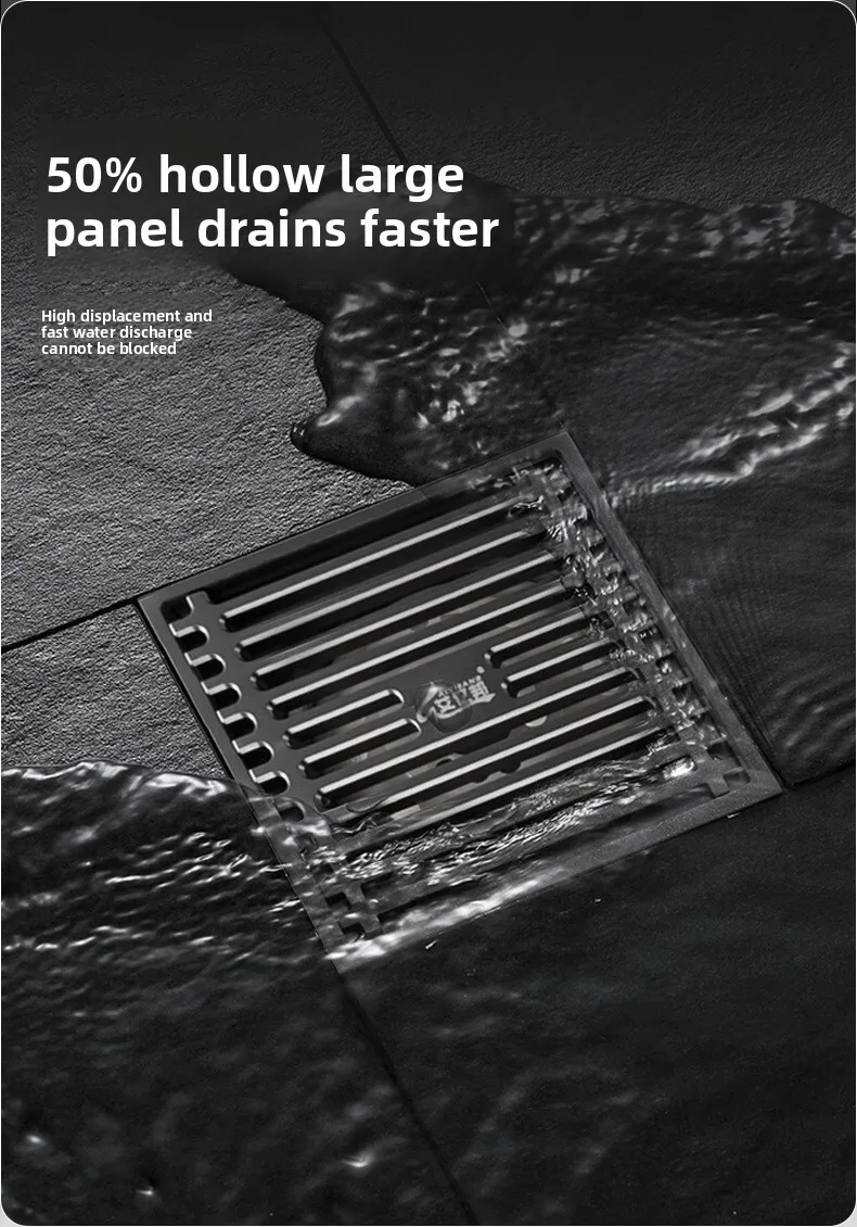 Home Balcony Odor-Proof All-Copper Dual-Use Invisible Floor Drain for ...