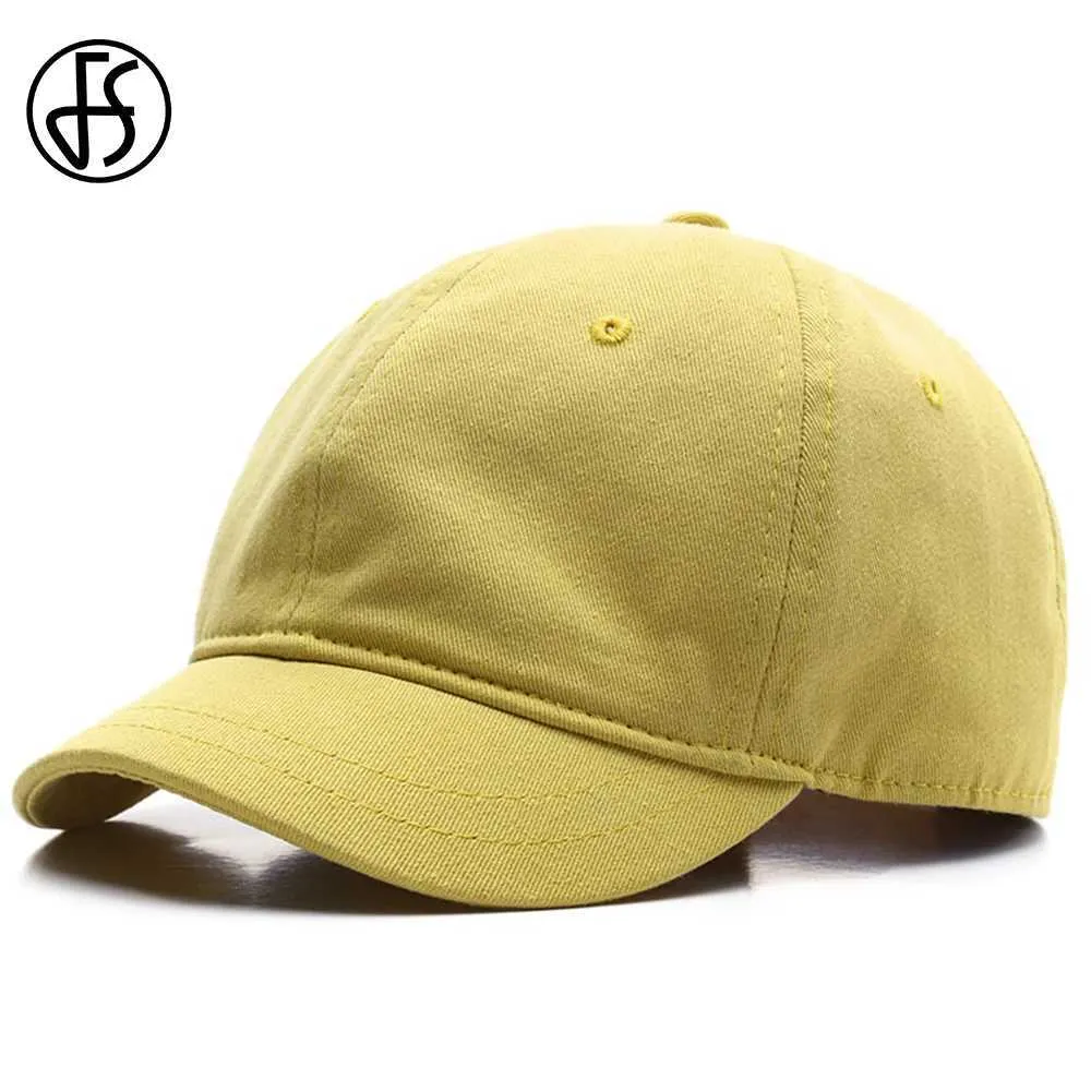 FS Yellow Retro Japanese Short Brim Baseball Caps For Men And Women ...