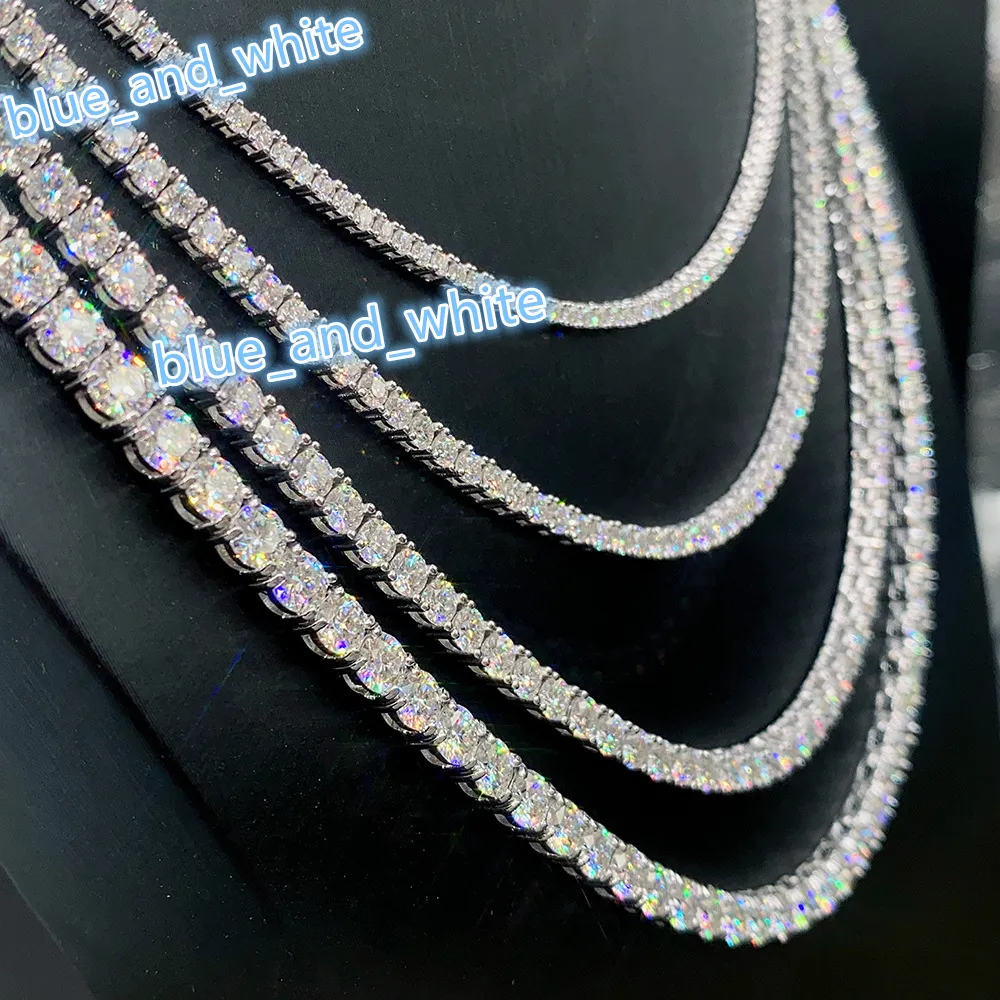 234mm S925 Silver Hip Hop Choker Rose Gold Platinum Tennis Fashion ...
