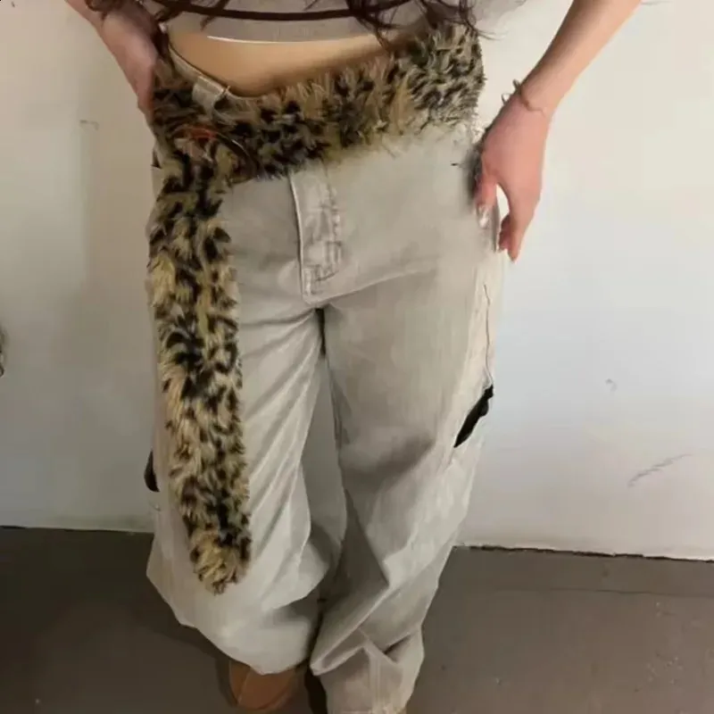 Leopard Print Fur Belt, Gyaru Subculture Plush Garment Accessory ...