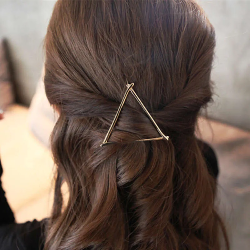 Jewelry Geometric Triangle Metal Hair Clip, Hollow Moon Bangs Clip ...