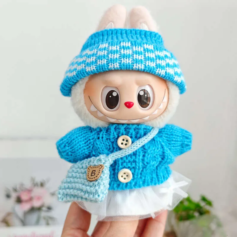 Labubu Knitted Barbie Doll Clothes: Thick Knit Heartbeat Macaron Vinyl ...