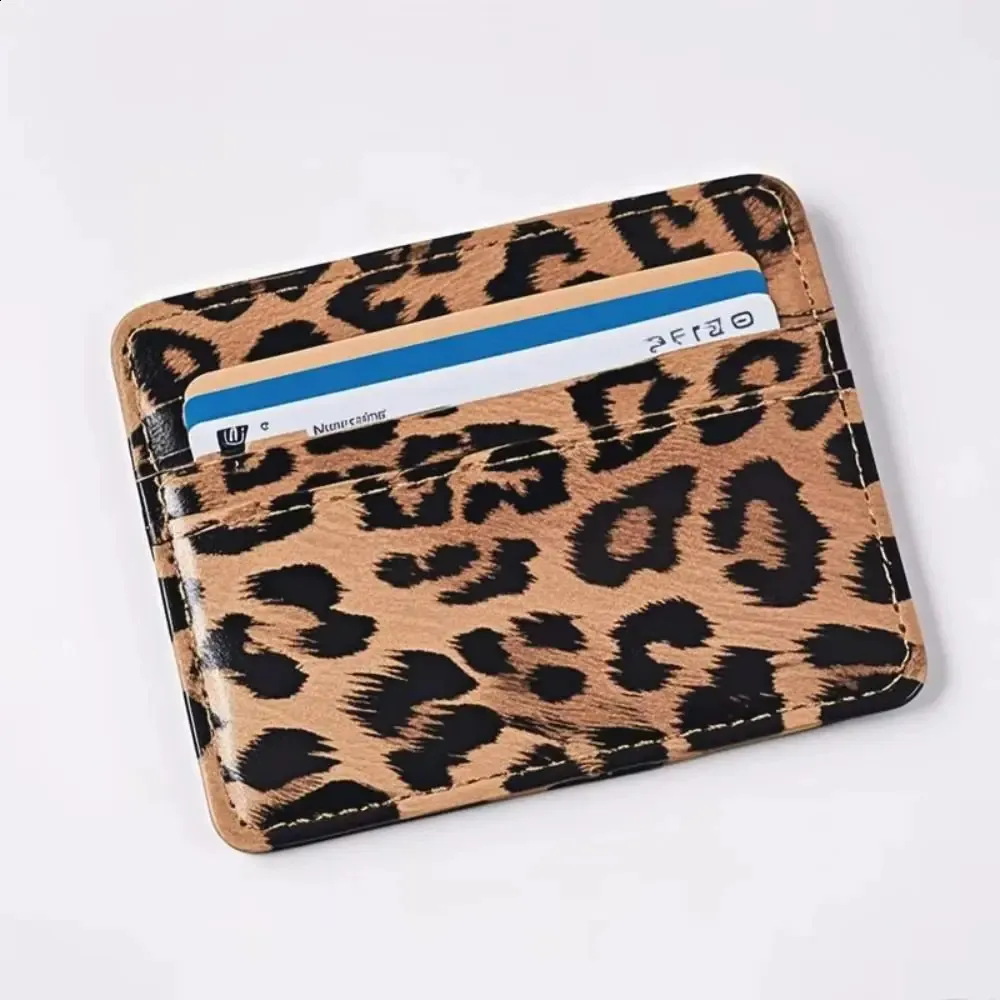 Classics PU Leather Leopard Print Card Wallet Slim Multi Slot Cards ...