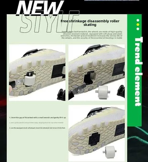 Men's High Top 2 Wheel Roller Shoes Fashionable Unisex Automatic Popup ...