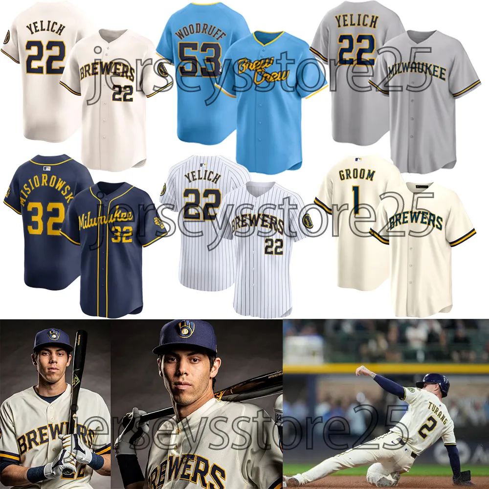 Milwaukee Brewers 100 Polyester Baseball Shirts Featuring Rhys Hoskins ...
