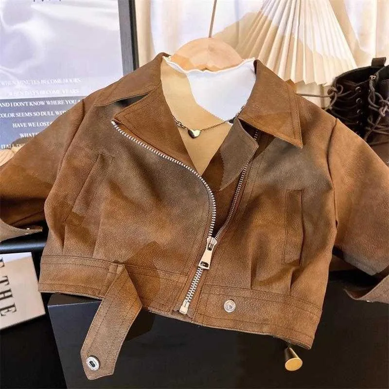 Children's Melard Leather Jacket, 2025 Spring and Autumn, New Loose ...