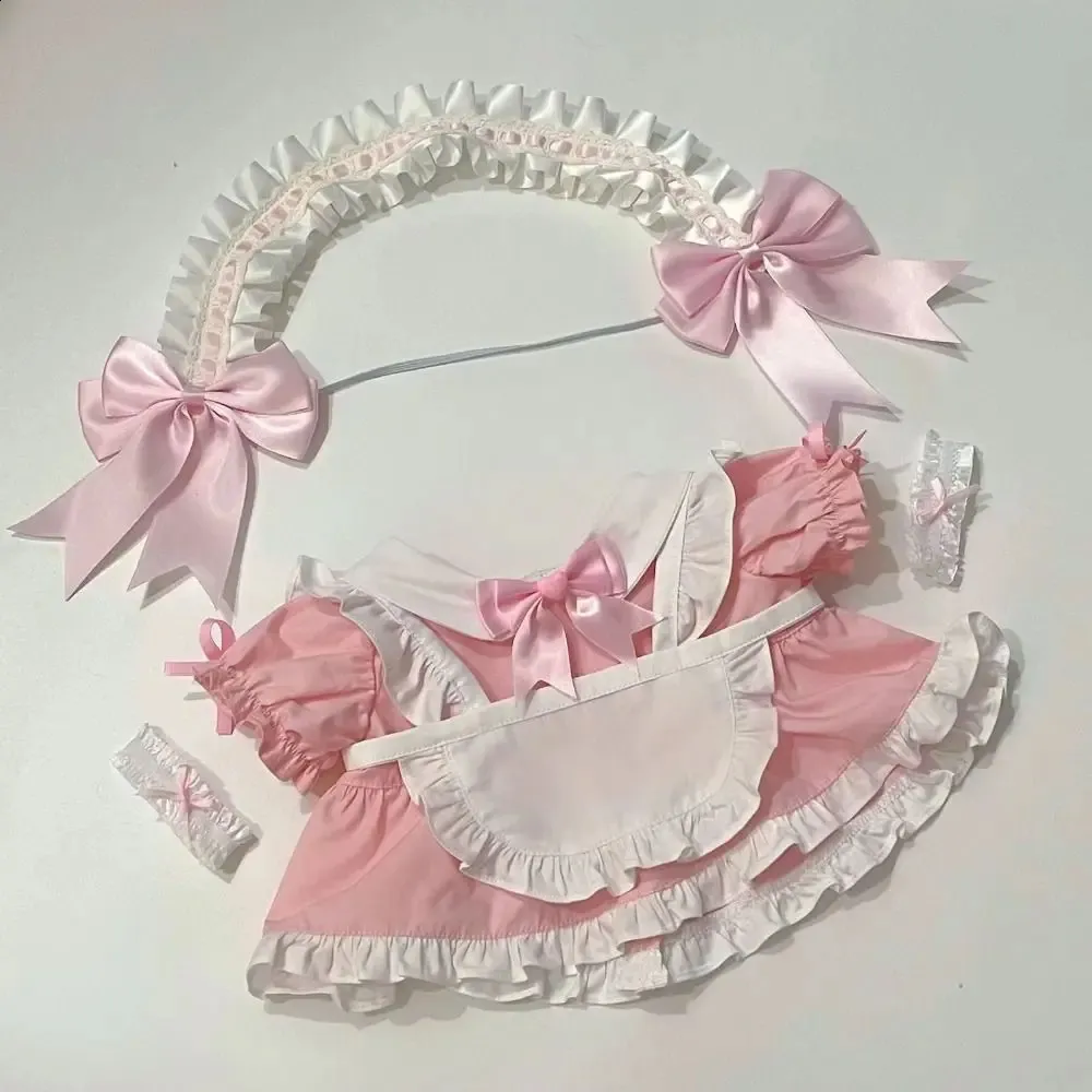 Anime Idol Doll Clothes 40cm Maid Uniform With White Puppy Apron Dress ...
