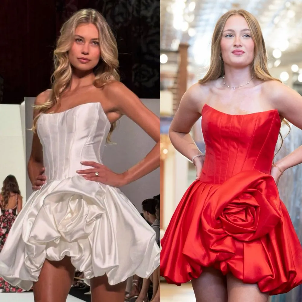 Strapless Homecoming Dress with Dramatic Skirt, Short Fit-n-Flare ...