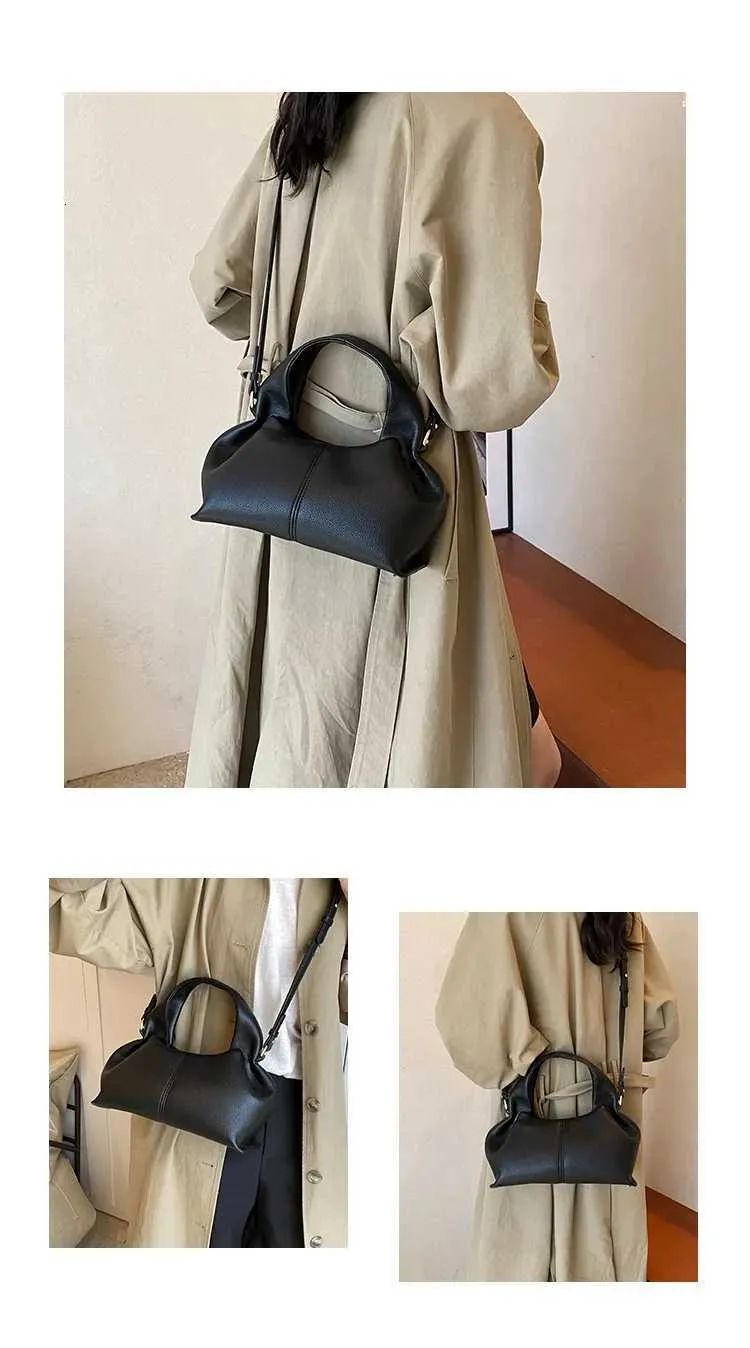 French Niche Urban Simple Cloud Bag Lychee Pattern Soft Leather Fashion ...