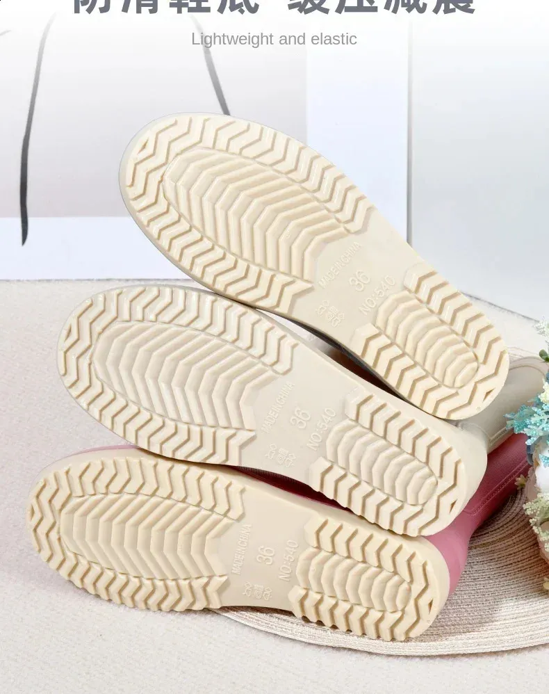Fashion Rain Boots For Women, Non-Slip Waterproof Mid-Calf Rubber Boots ...