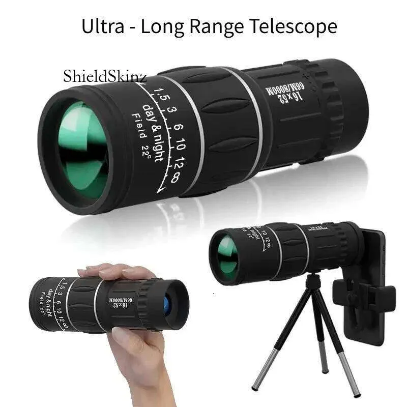 16X52 Long Range Monocular Telescope High Magnification Optical Zoom ...
